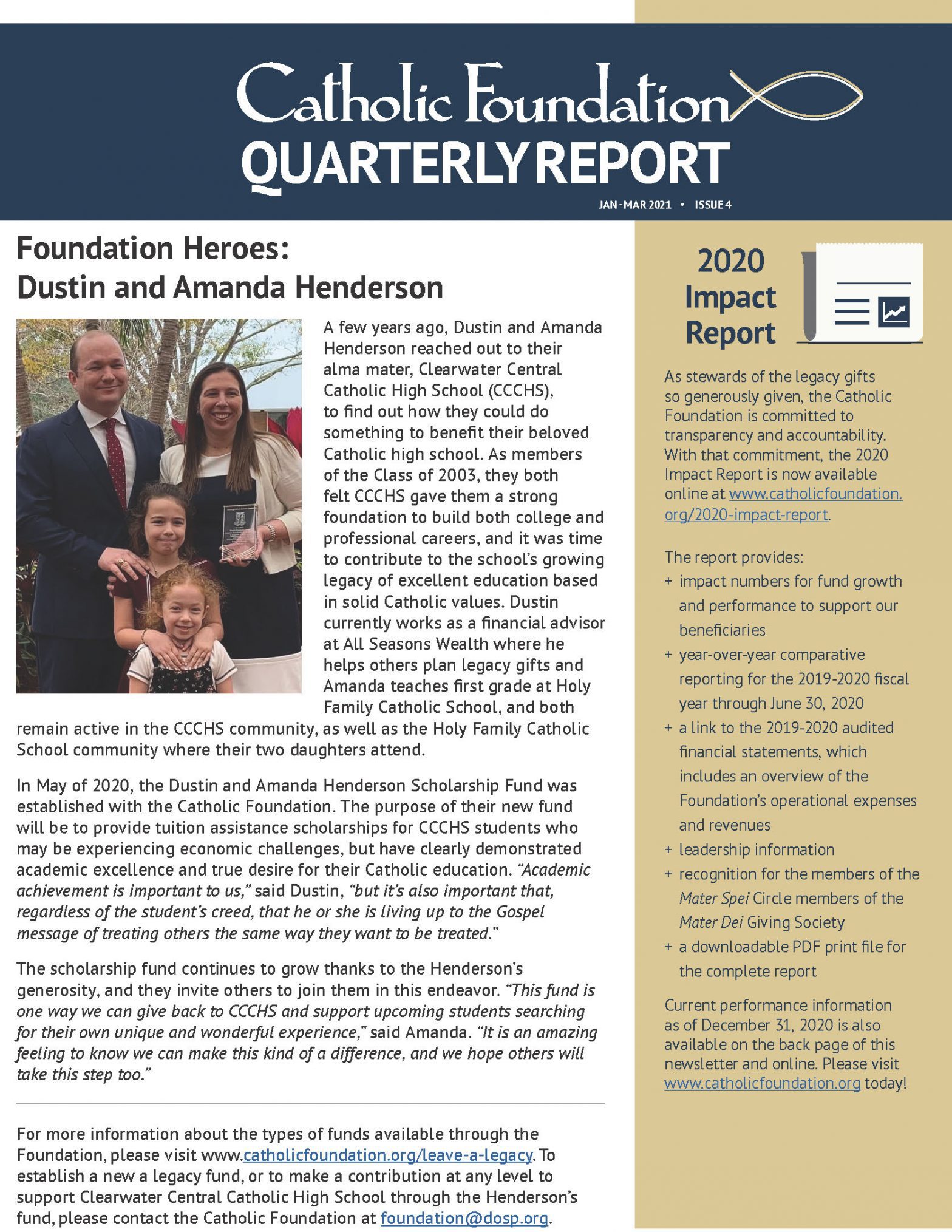 Quarterly Newsletters – Catholic Foundation